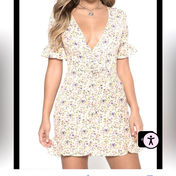 PrettyLittleThing | Dresses | Pretty Little Thing Stone Floral Corset ...